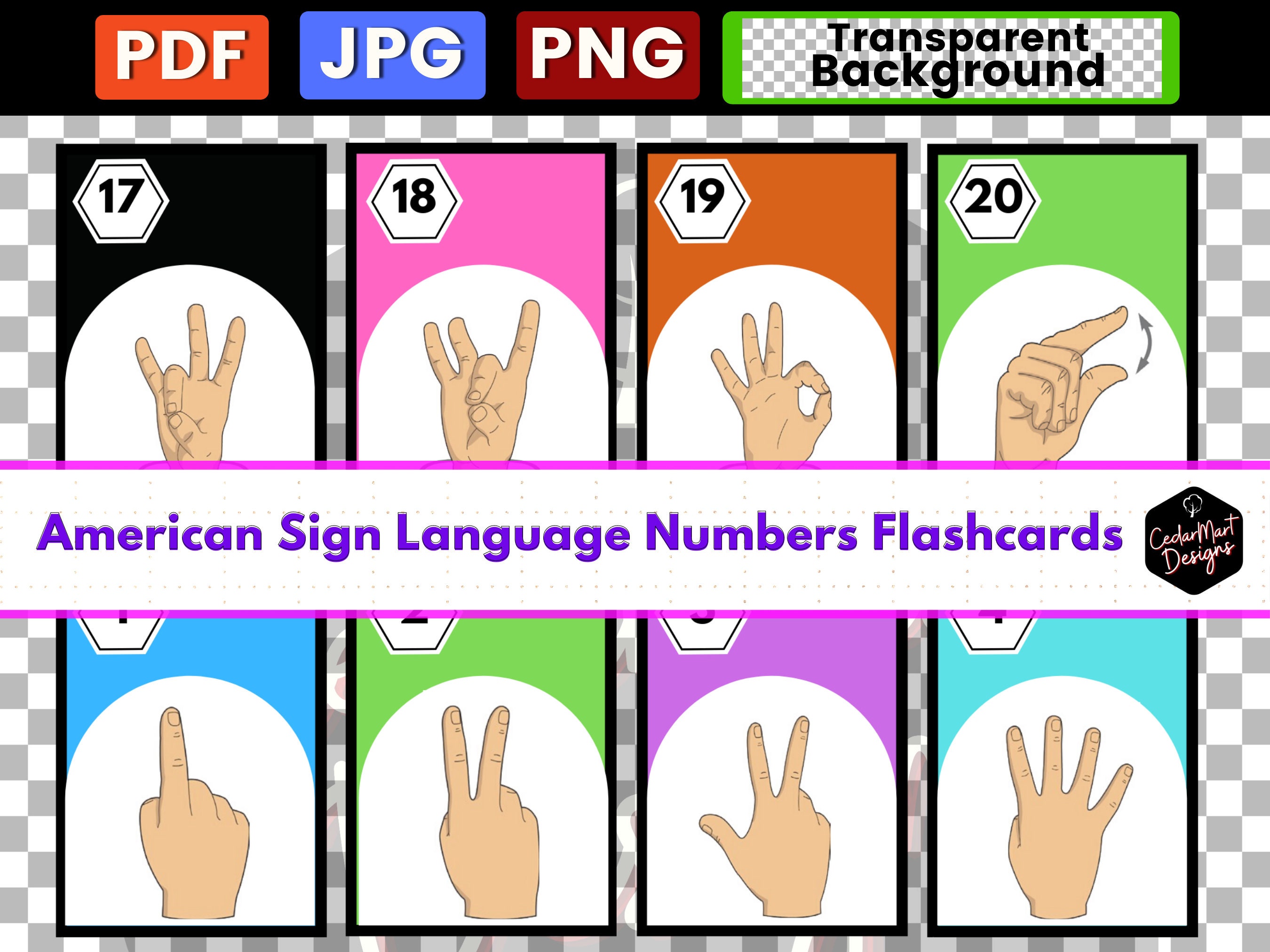 Asl Numbers Flashcards Printable Pdf