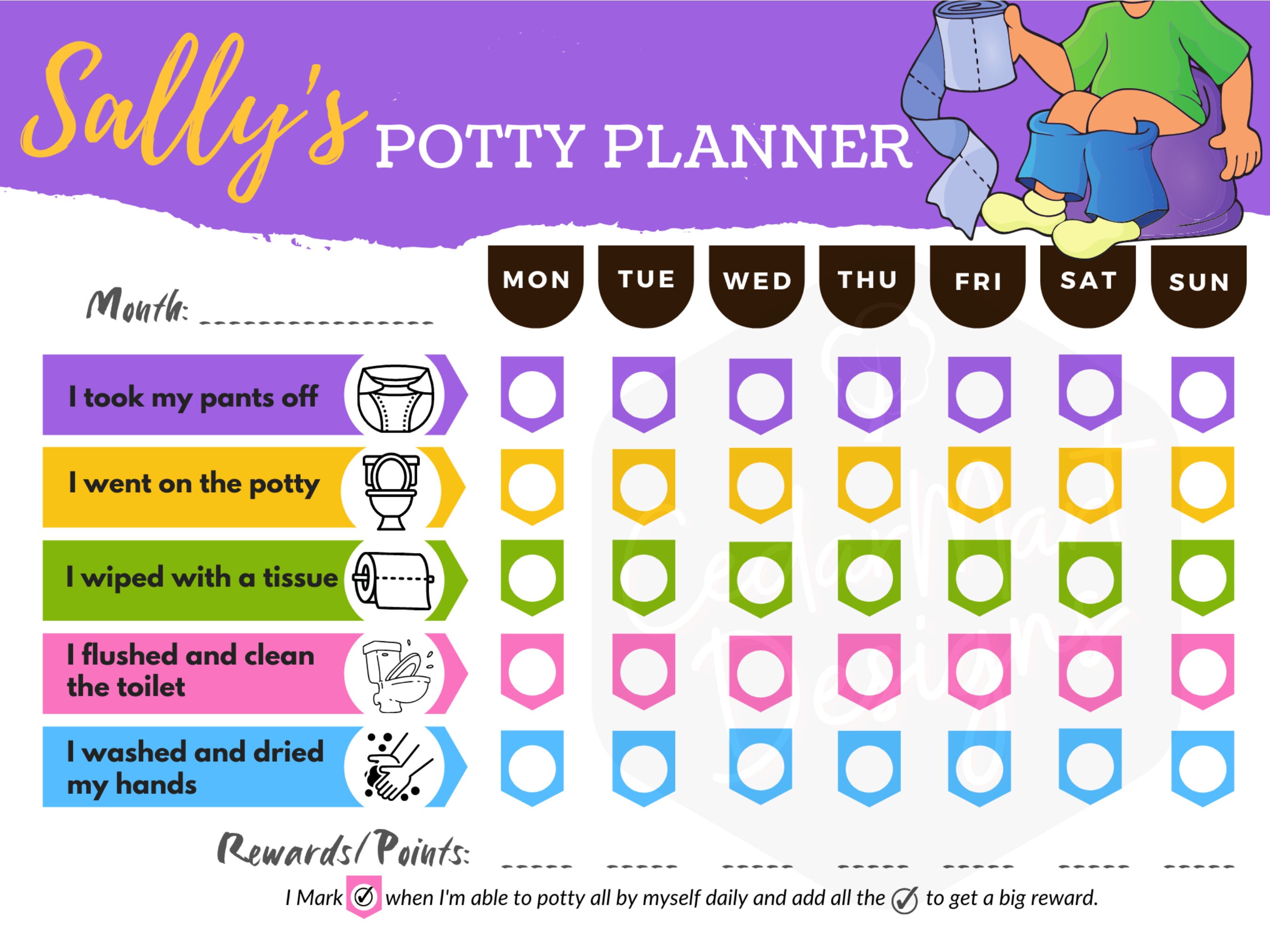 Potty Planner Printable Pdf,svg,pngtoilet Training Reward Chart ...