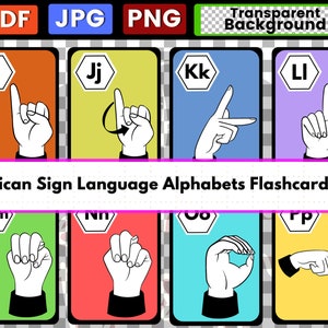 American Sign Language Alphabet Flash Cards Poster Chart Printable Pdf ...