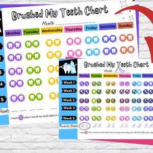 Teeth Brushing Chart Printable PDF,PNG,SVG for Toddlers, Preschoolers ...
