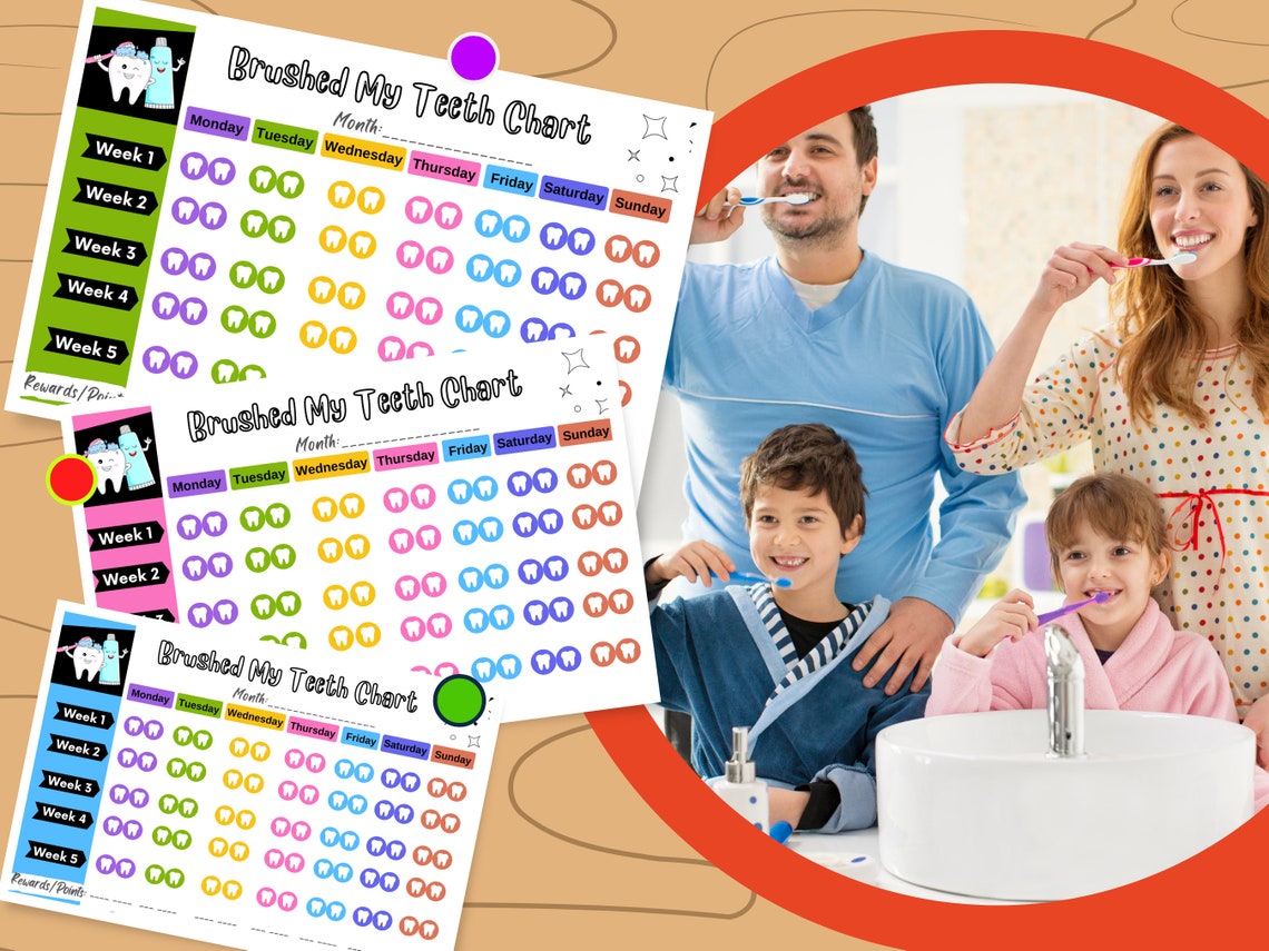 Teeth Brushing Chart Printable PDF,PNG,SVG for Toddlers, Preschoolers ...