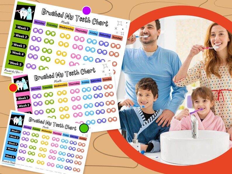 Teeth Brushing Chart Printable PDF,PNG,SVG for Toddlers, Preschoolers ...