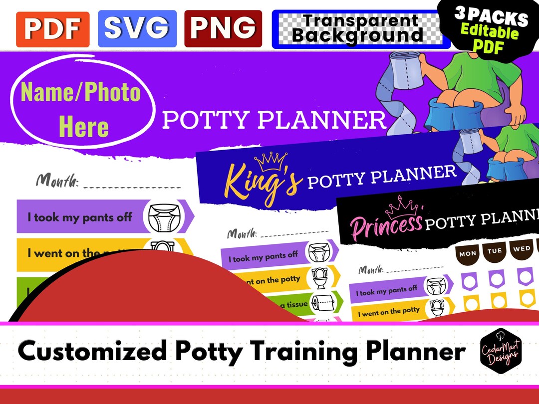Potty Planner Printable Pdf,svg,png•toilet Training Reward Chart Poster ...