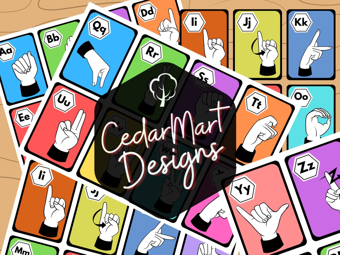 American Sign Language Alphabet Flash Cards Poster Chart Printable Pdf ...