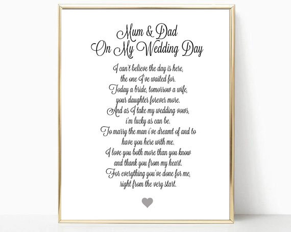 Poetry Gifts Mother of The Bride or Groom Thank You Wedding Gift for ...