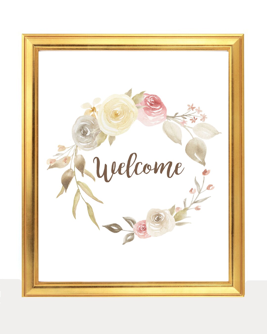 Welcome Print, Welcome Wreath, Printable Art, Home Decor, Hall Print ...