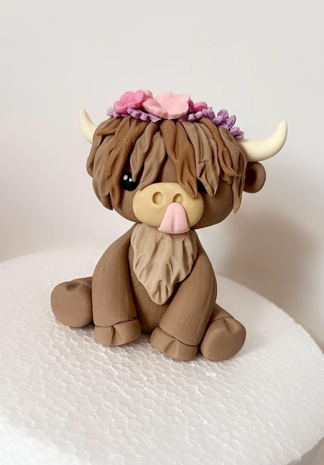 Handmade Edible Cute Highland Cow Sugarcraft Cake Topper Birthday ...