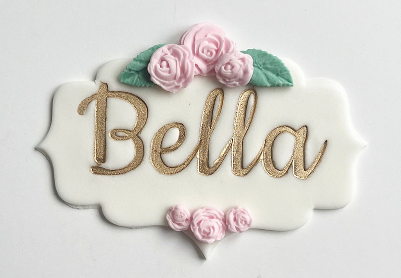 Embossed Name Plaque Edible Fondant Cake Topper Decorating Girls ...