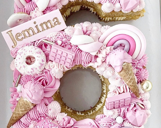 Number Cake DIY Decorating Kit Rainbows, Candy, Name Plaque, Fondant ...