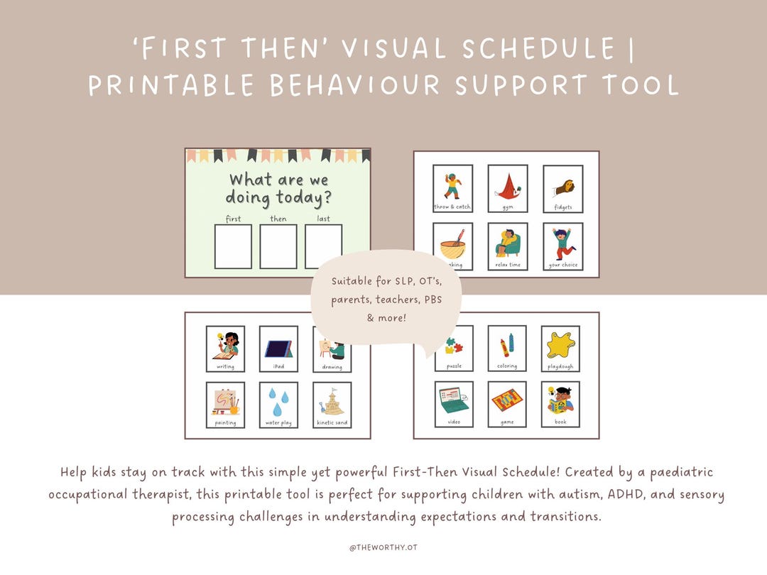 First-then Visual Schedule | Printable Behaviour Support Tool for Kids ...