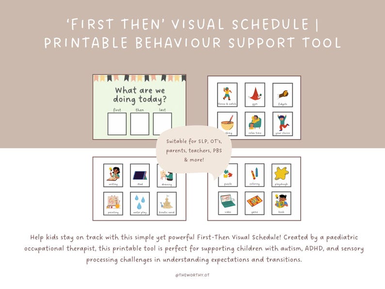 First-then Visual Schedule | Printable Behaviour Support Tool for Kids ...