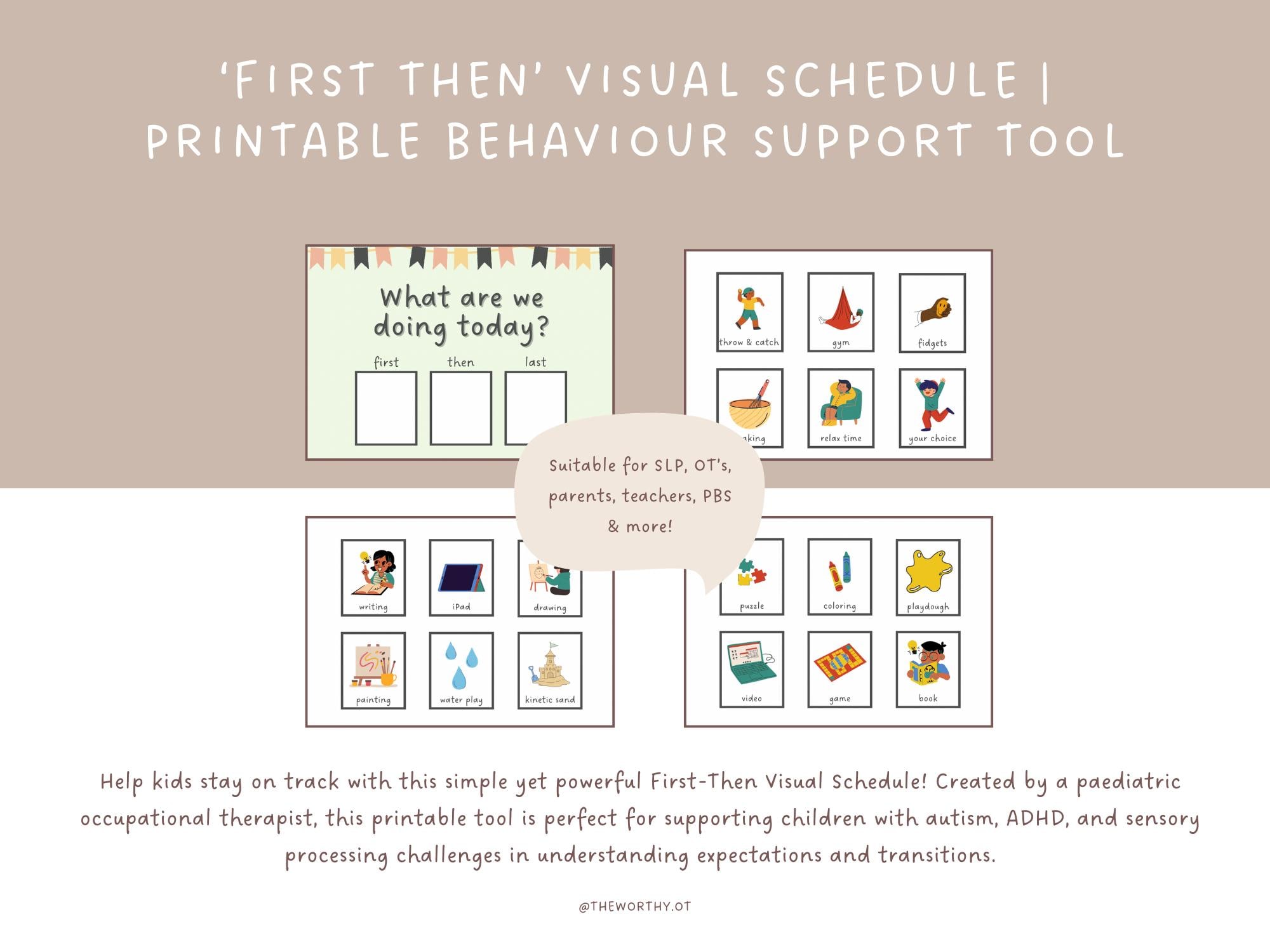 First-then Visual Schedule | Printable Behaviour Support Tool for Kids ...