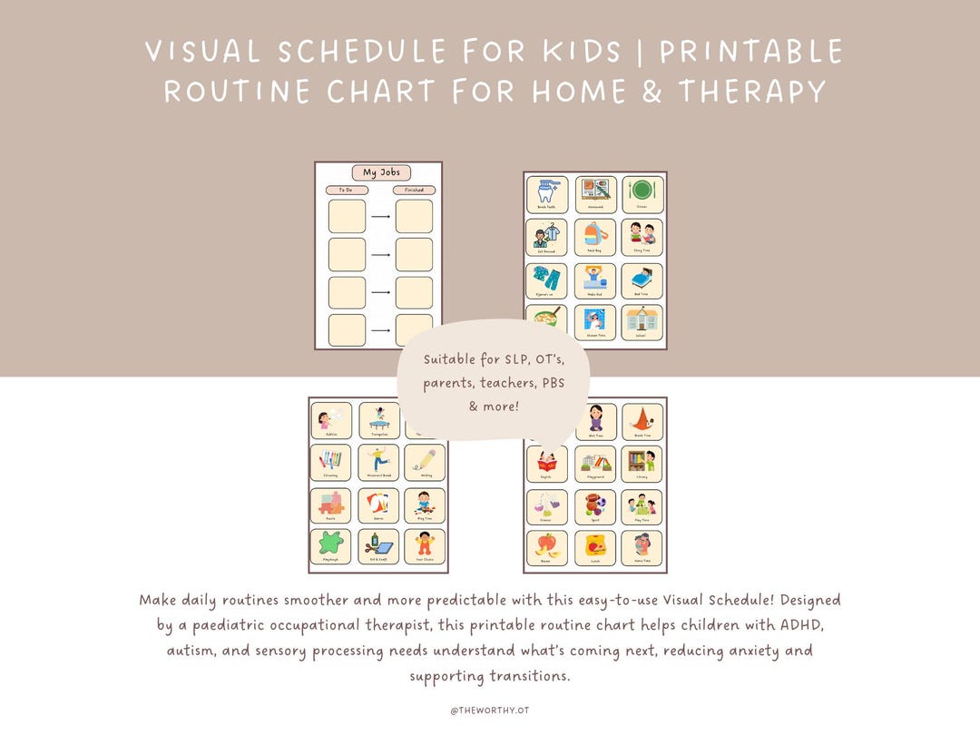 Therapy Visual Schedule | Printable Daily Routine Chart for Kids ...