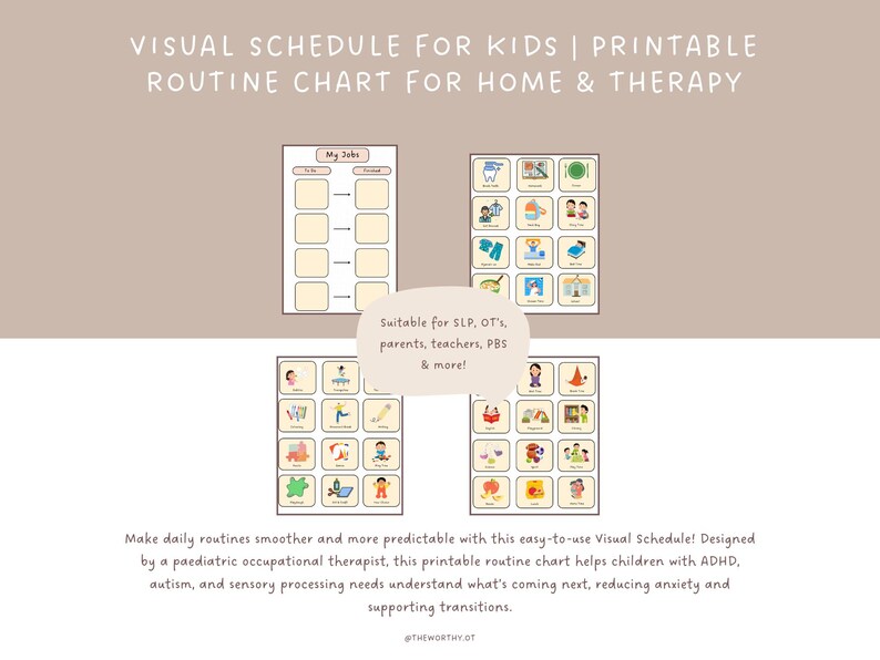 Therapy Visual Schedule | Printable Daily Routine Chart for Kids ...