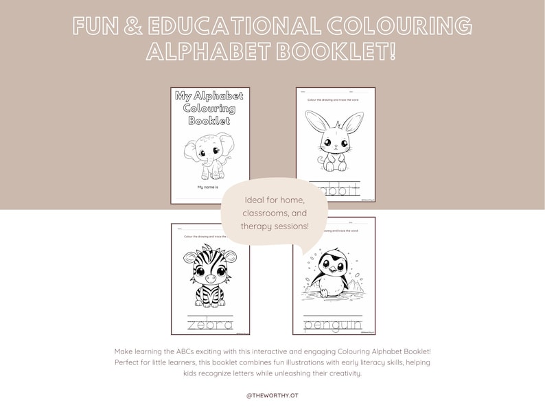 Alphabet Colouring Booklet: Fun Learning Activity (printable) - Etsy