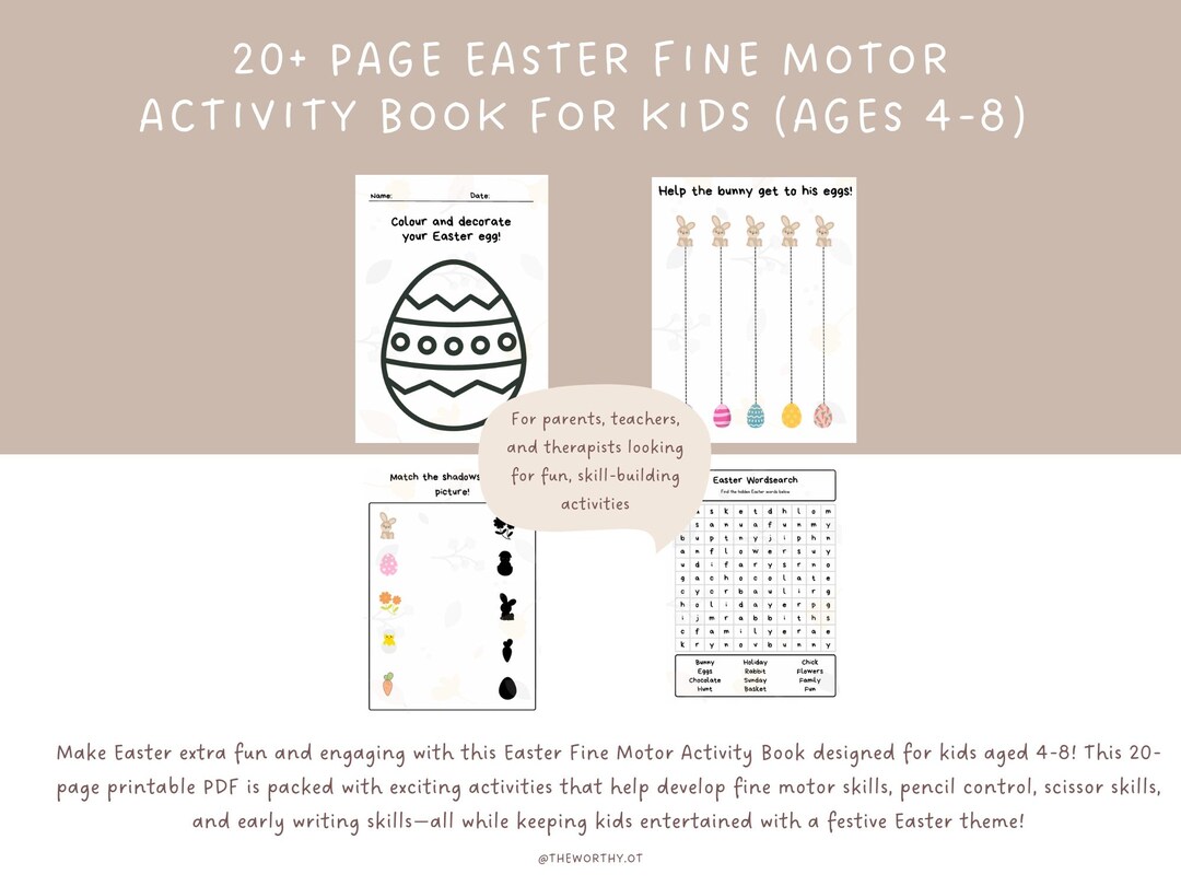 Easter Fine Motor Activity Book for Kids (ages 4-8) | 20-page Printable ...