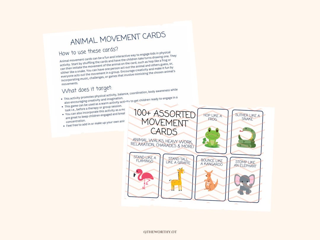 Animal Movement Cards: 100+ Kids Activity Cards - Etsy