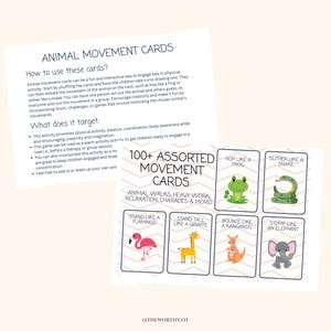 Animal Movement Cards: 100+ Kids Activity Cards - Etsy