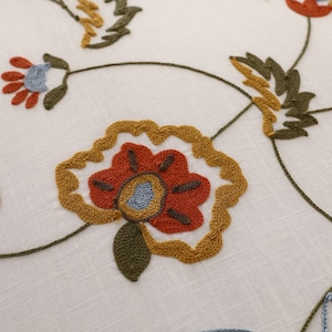 CREWEL EMBROIDERED Cotton Duvet Cover Set 3pcs, Multi Color Embroidery ...