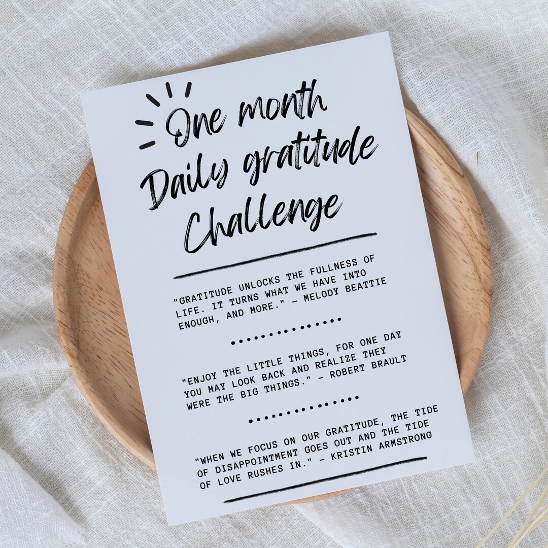 One-month Daily Gratitude Challenge Digital Print (PDF) - Etsy