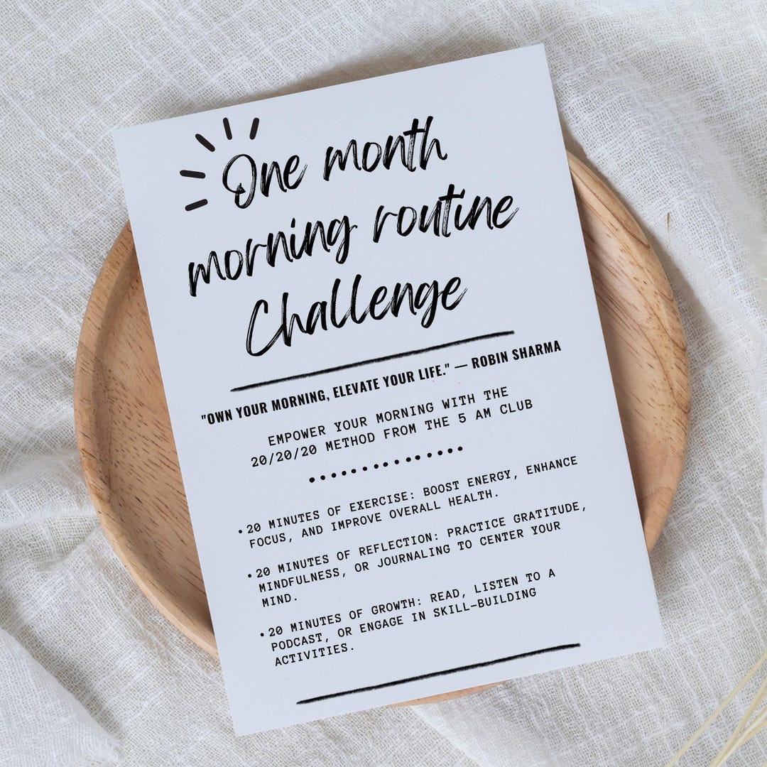 One-month Morning Routine Challenge Digital Print (PDF) - Etsy