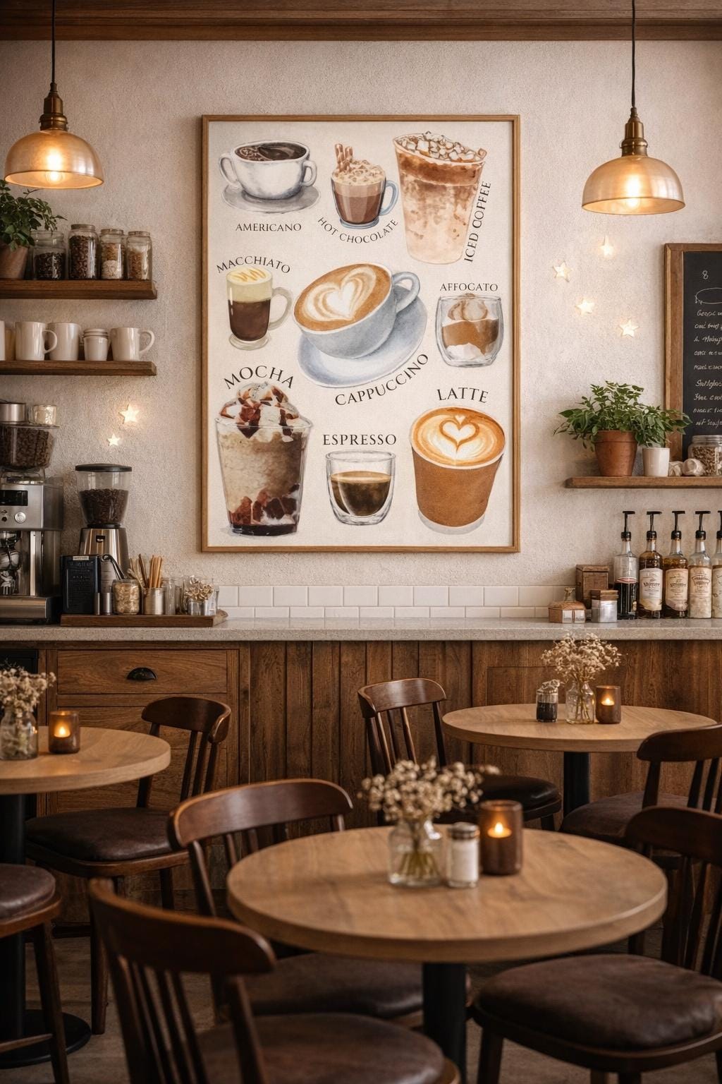 Types of Coffee, Simple Wall Art for Kitchen or Cafe - Digital Wall Art ...