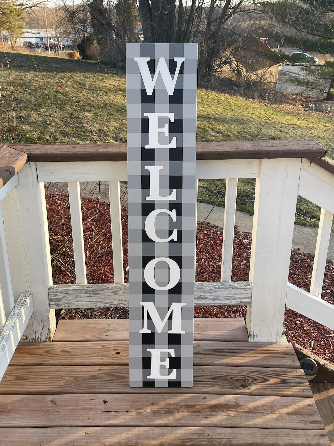 Gray and Black Buffalo Check Welcome Sign - Etsy