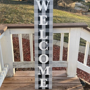 Gray and Black Buffalo Check Welcome Sign - Etsy