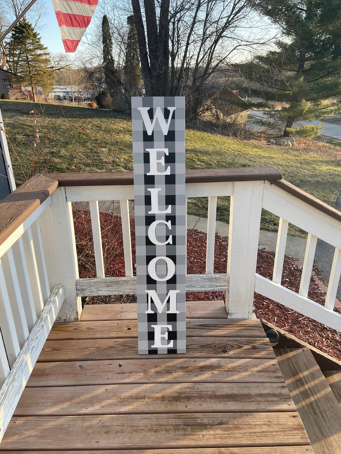 Gray and Black Buffalo Check Welcome Sign - Etsy