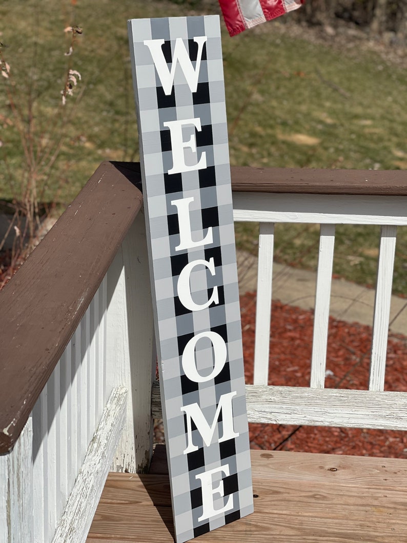 Gray and Black Buffalo Check Welcome Sign - Etsy