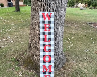 Gray and Black Buffalo Check Welcome Sign | Etsy