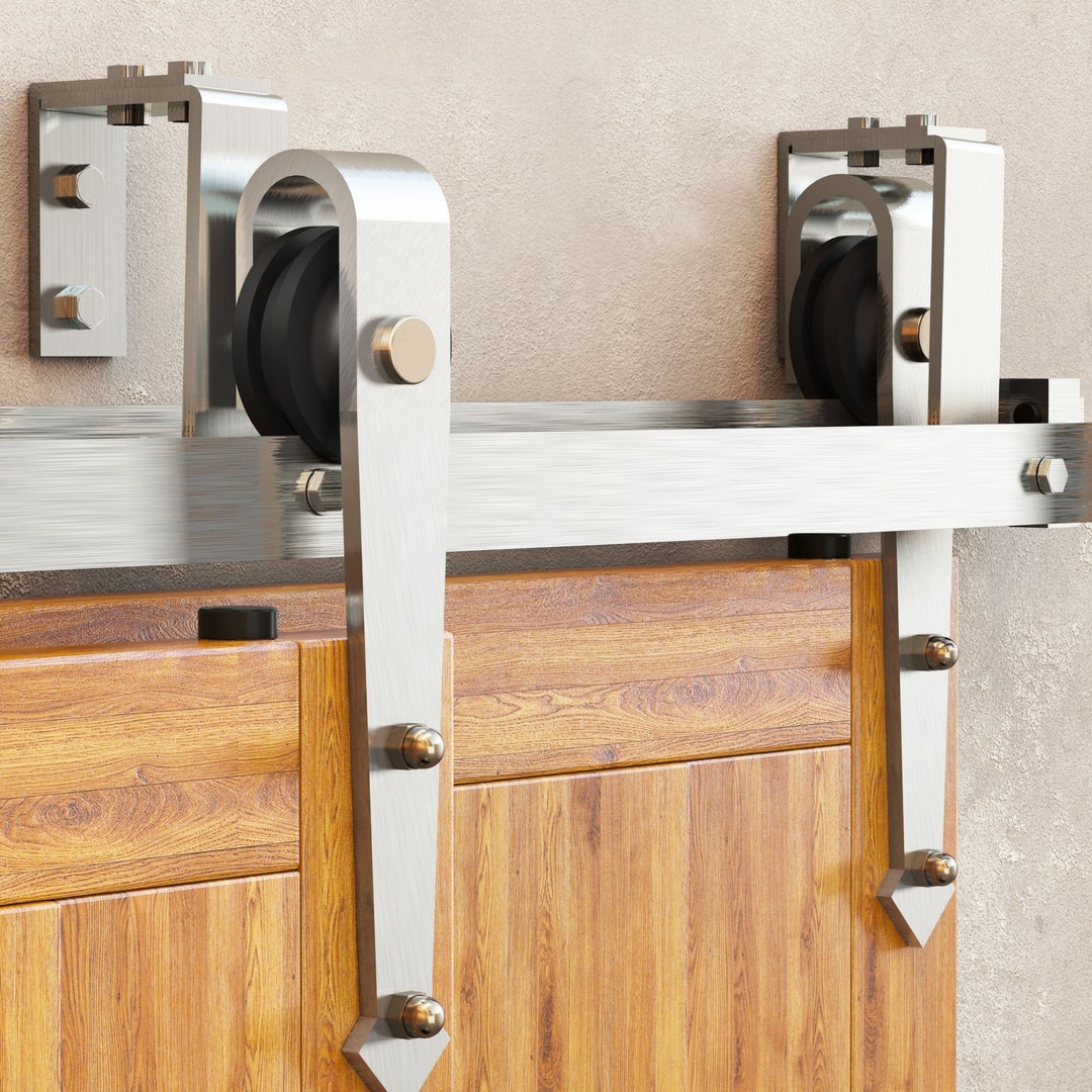 Double Track U-shape Bypass Sliding Barn Door Hardware Kit - Arrow ...