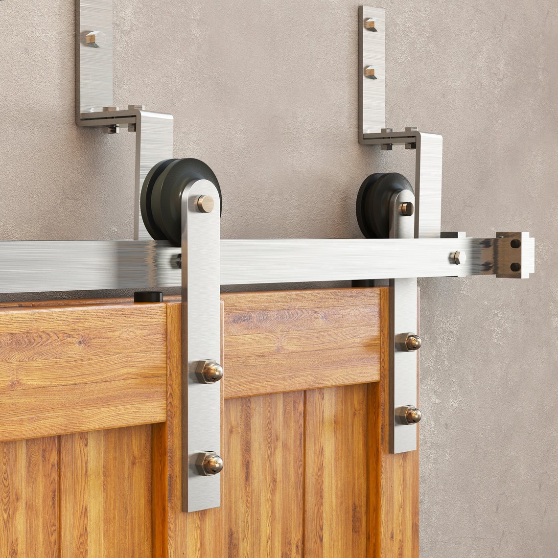Homacer Brushed Nickel Double Track Z Shape Bypass Sliding Etsy