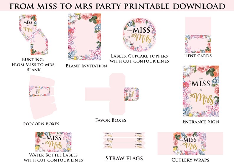 From Miss to Mrs Party Bundle Printable - Etsy