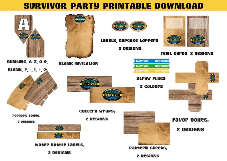Survivor Party Pack Printable - Etsy