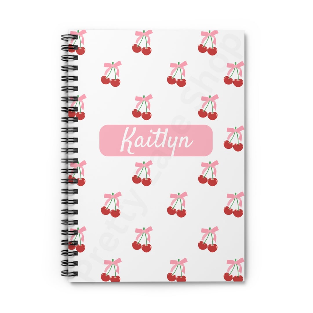 Personalized Coquette Notebook | Coquette Bow Notebook | Cherries ...