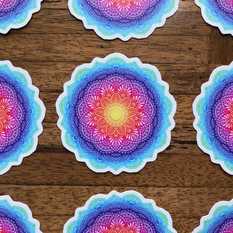 Colorful Mandala Sticker - Etsy