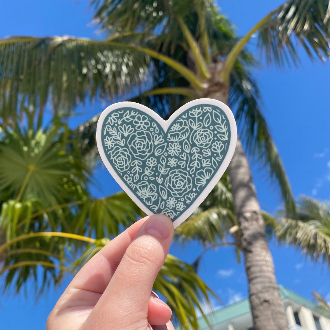 Floral Heart Sticker - Etsy