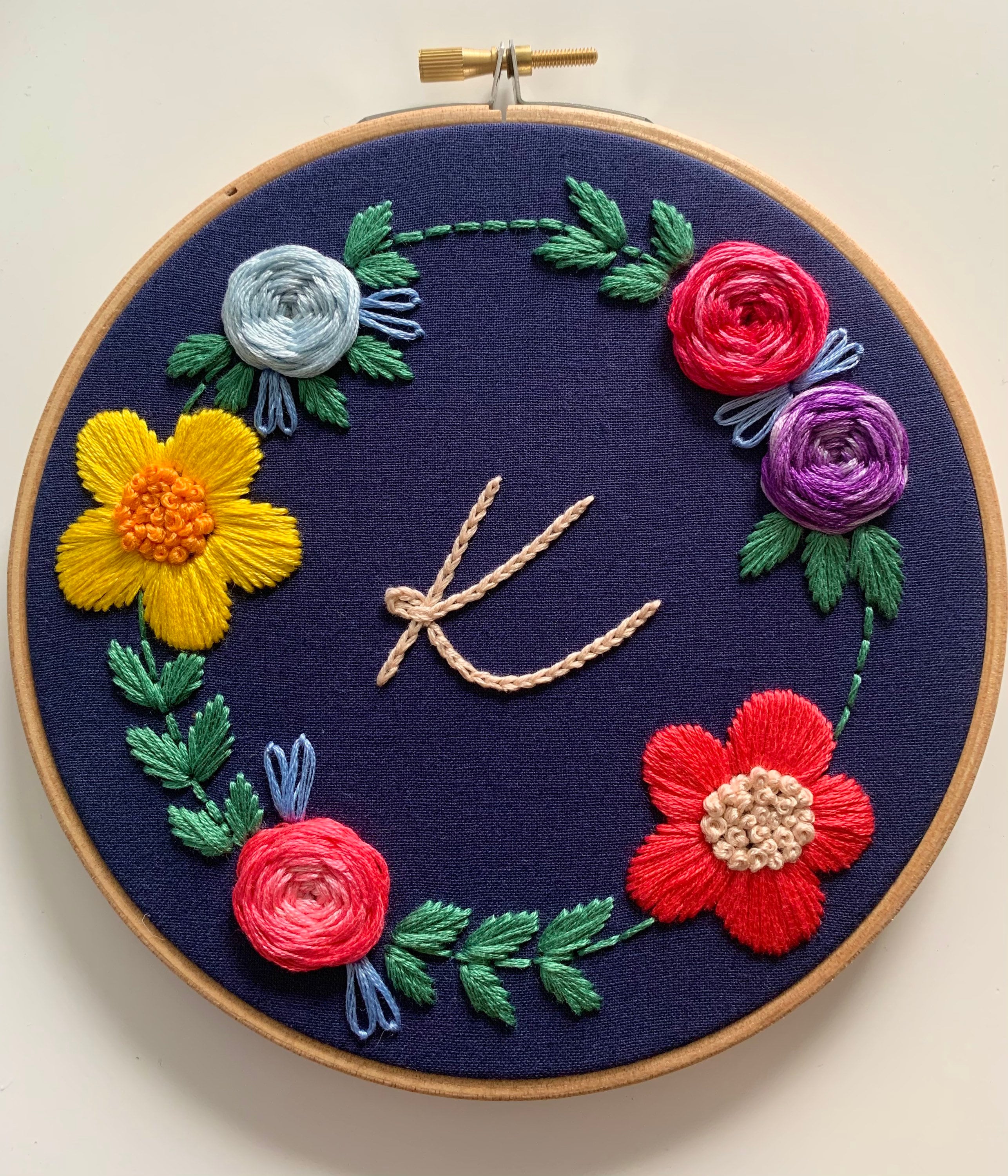 Custom Floral Wreath Embroidery Embroidery Quote Floral Embroidery Hand ...