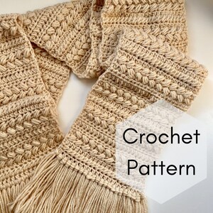 Boho Crochet Scarf Pattern, Crochet Scarf for Women, Printable PDF ...