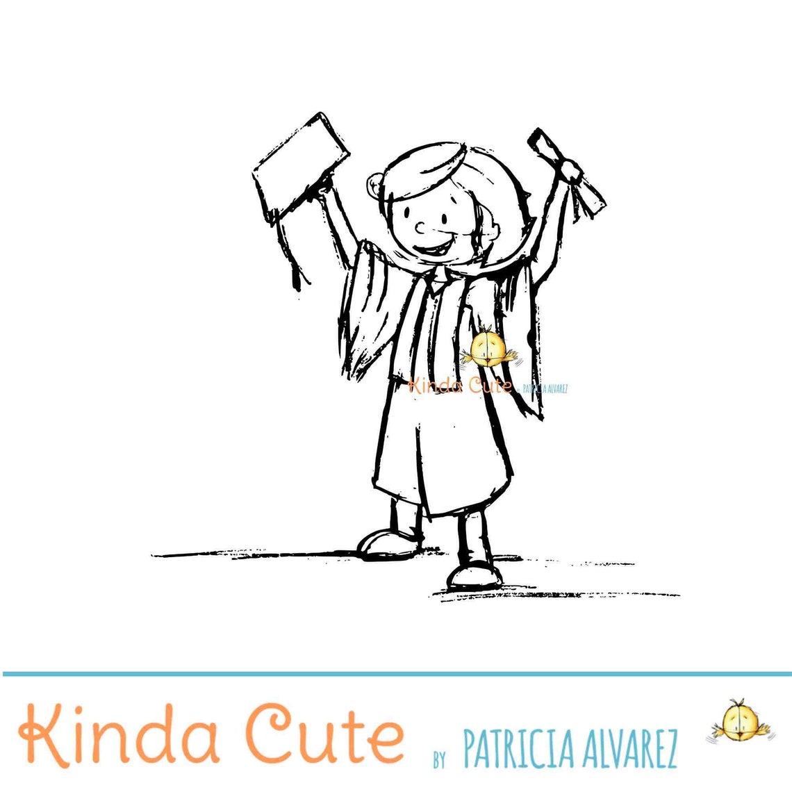 Graduation Digital Stamp Sketch Boy Graduate Girl | Etsy