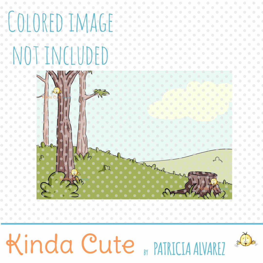 Forest Digital Stamp – Country Scene Coloring Page (digital Download ...