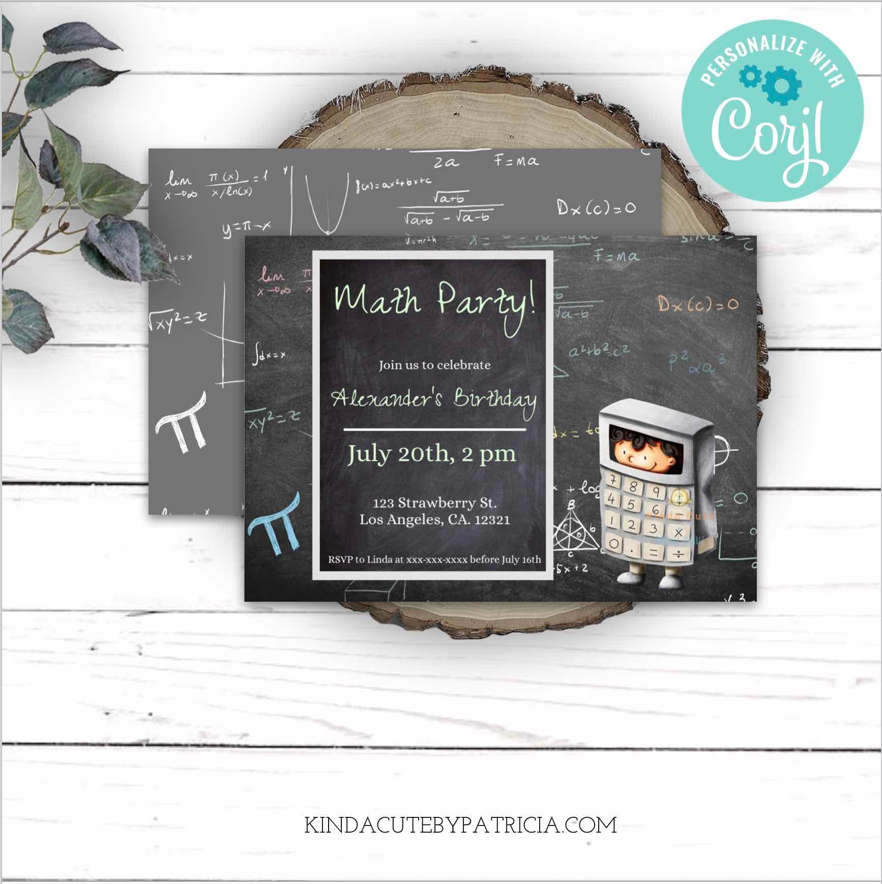 Math Digital Invitation - Etsy