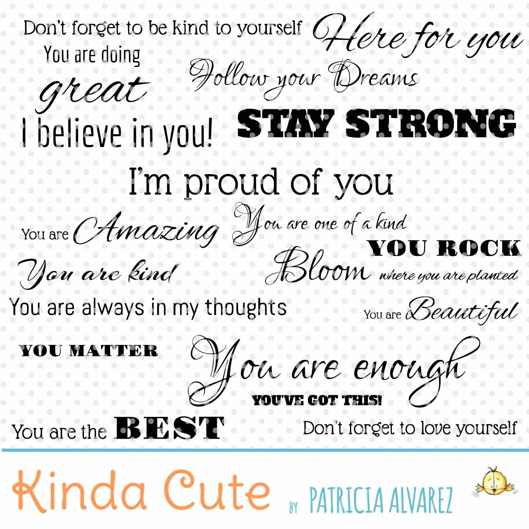 Sentiments Digital Stamp Set Encouragement Basic Sentiment Stamps ...