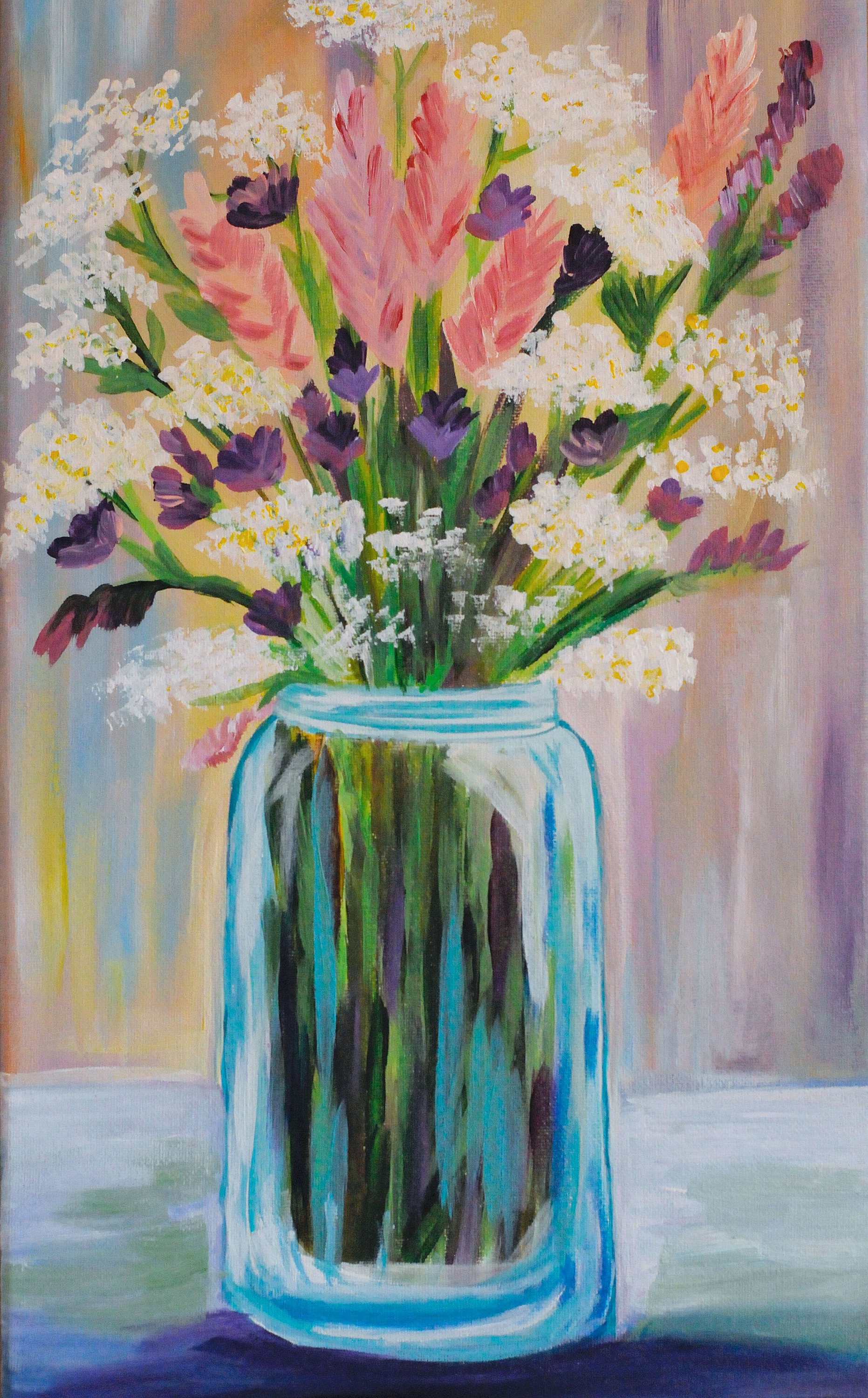 Spring Wildflowers - Acrylic on Canvas, Wildflower Painting, Acrylic ...