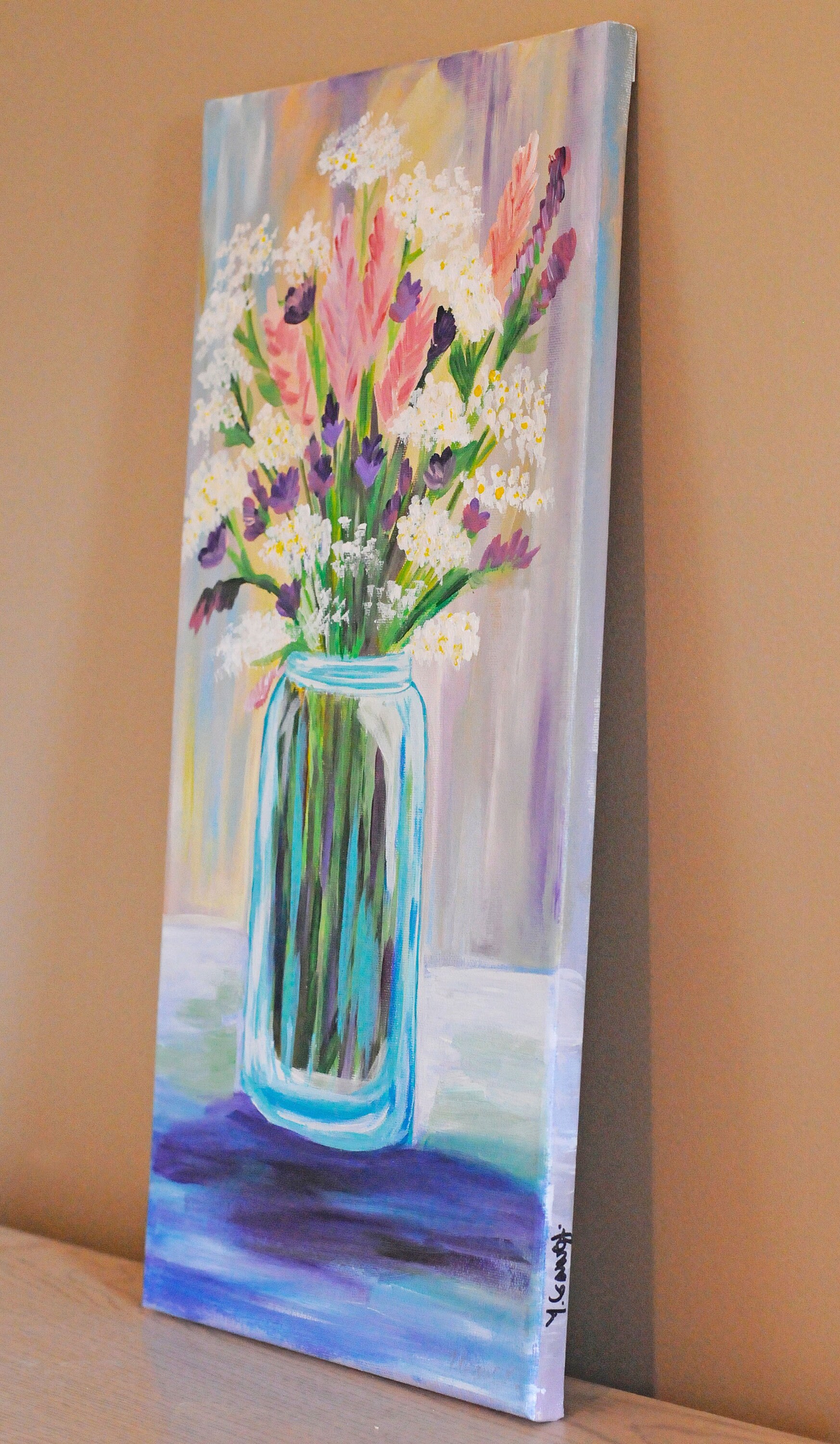 Spring Wildflowers - Acrylic on Canvas, Wildflower Painting, Acrylic ...