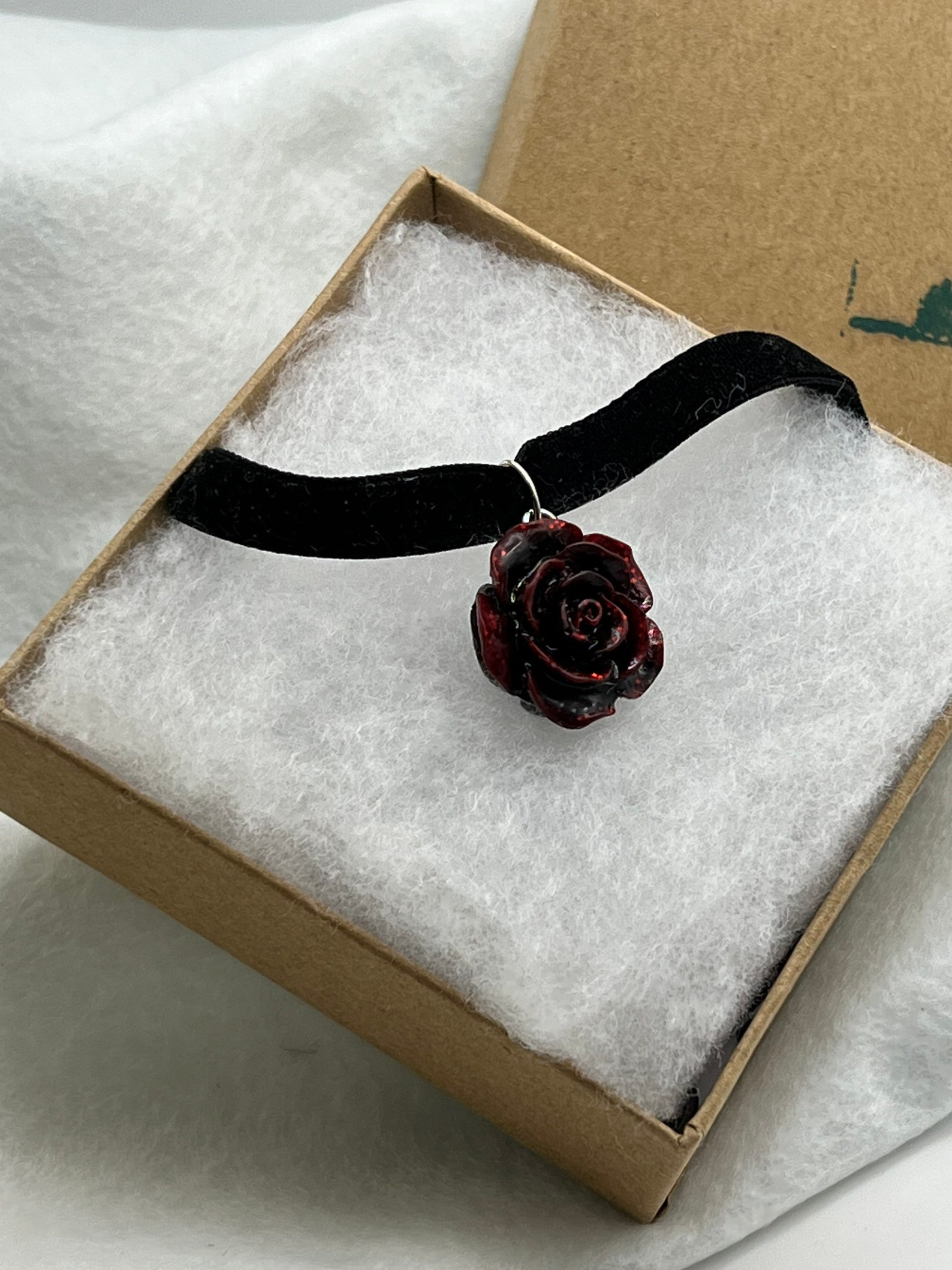 Red and Black Rose Choker on Velvet Adjustable Length - Etsy