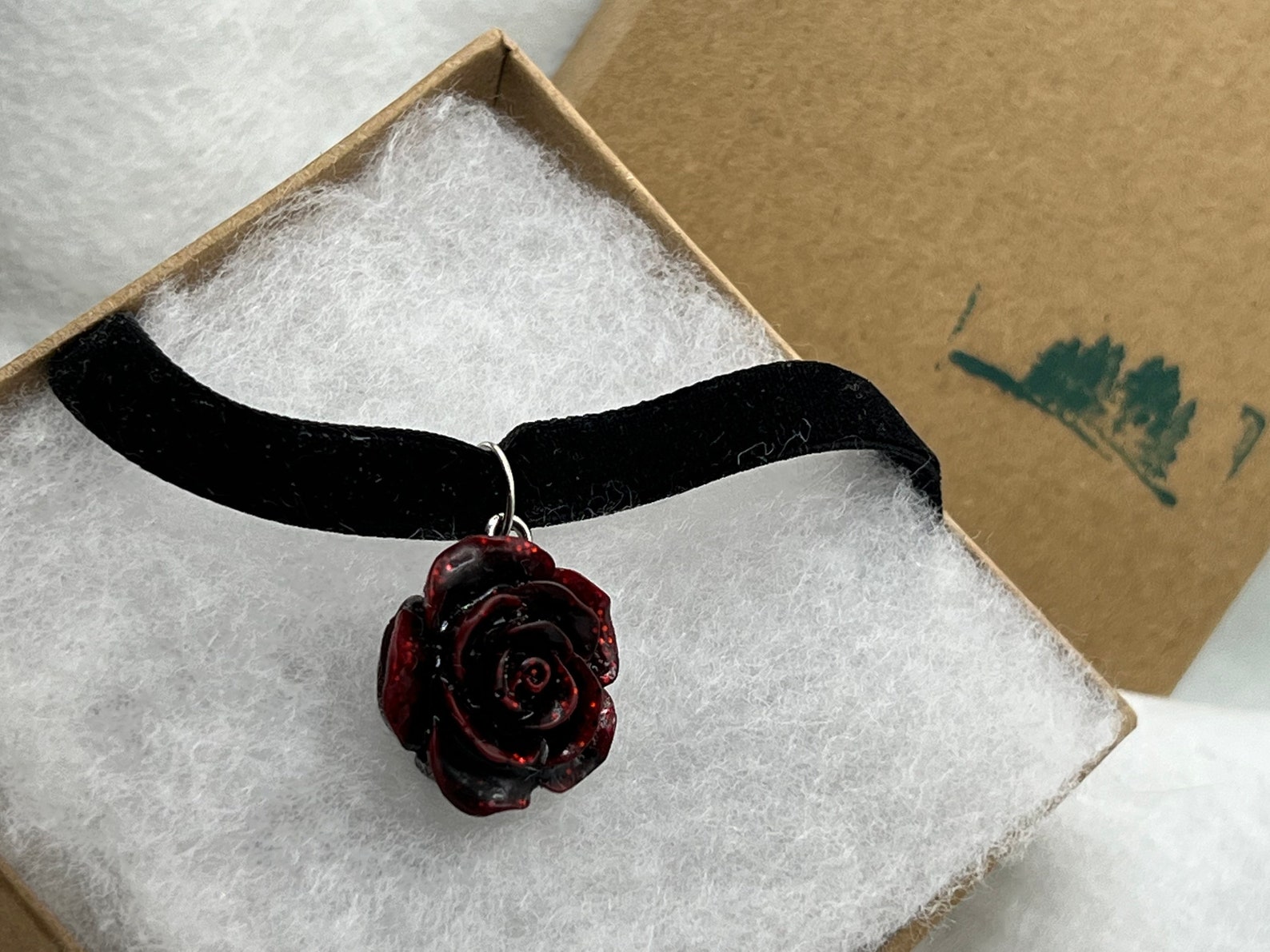 Red and Black Rose Choker on Velvet Adjustable Length - Etsy