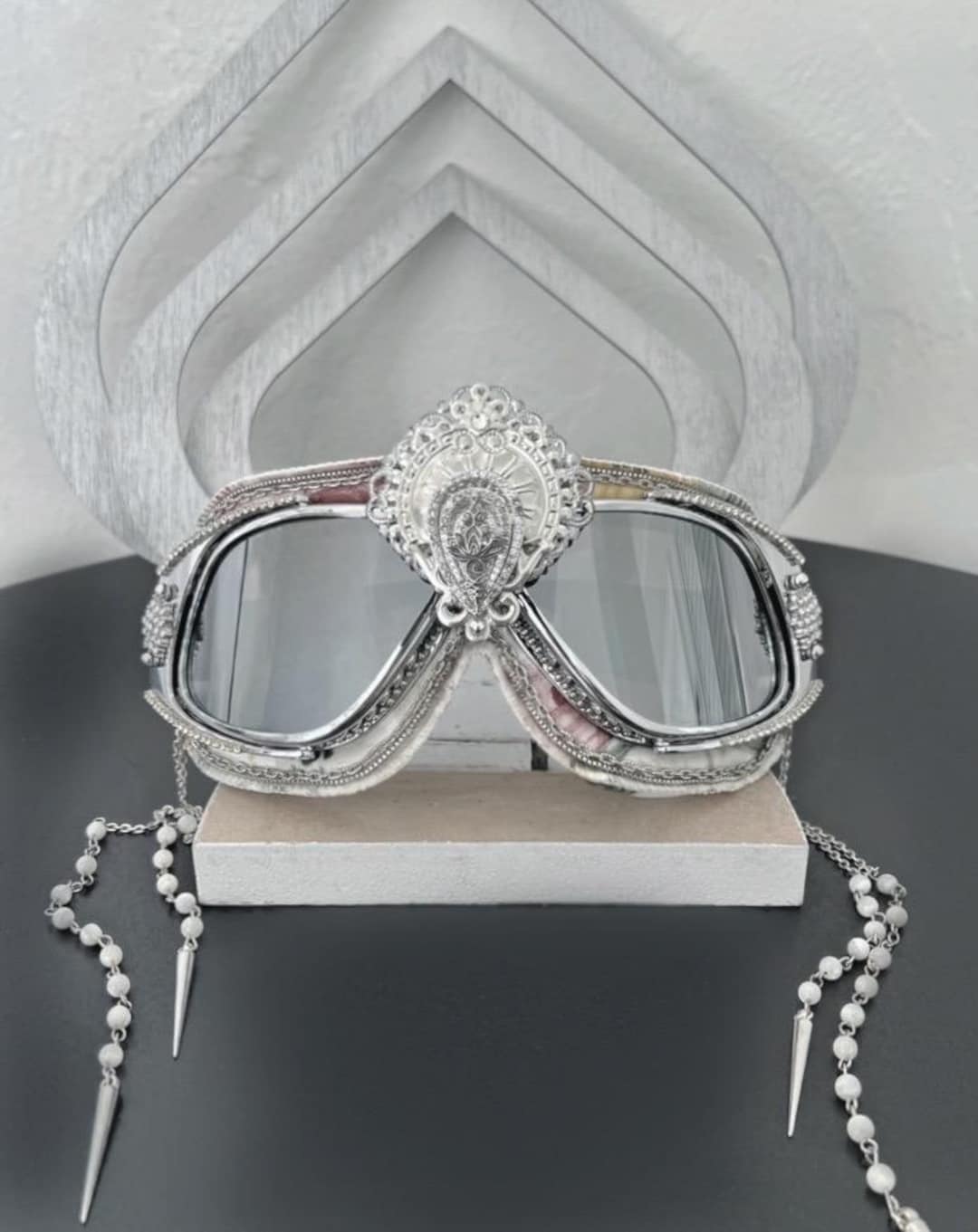 Silver 3D Geometry Goggles, Burning Man Goggles, Dust Goggles, Rave ...