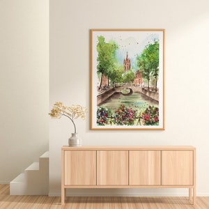 Delft Poster Dutch Art Print Travel Art Delft Art Watercolor Souvenir ...